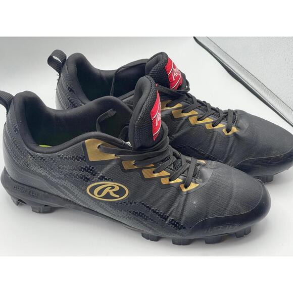 Rawlings | Shoes | Rawlings Mens Black And Gold Athletic Cleats Size 1d ...
